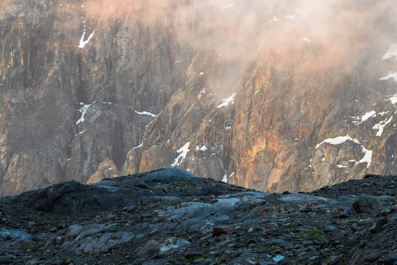 Dawn in the Mountains Minimalistic Background. Layers of Warm and Cold ...