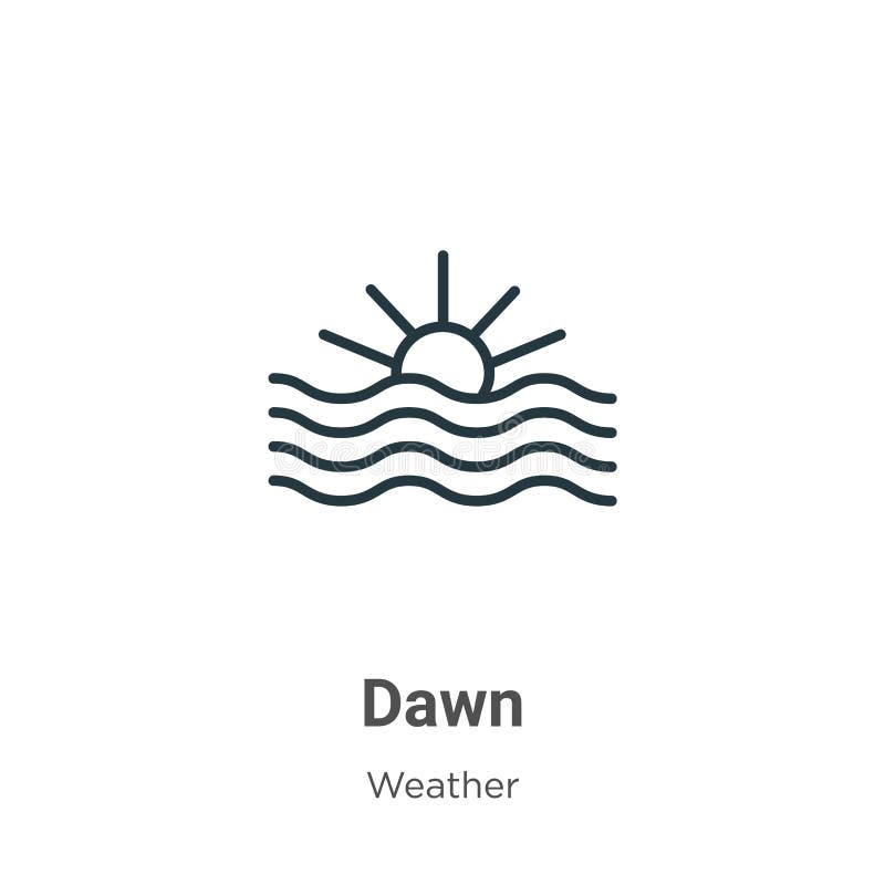 Dawn Outline Vector Icon. Thin Line Black Dawn Icon, Flat Vector Simple ...