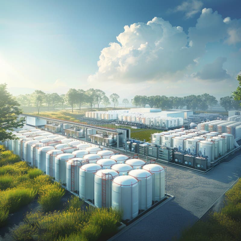 Dawn Over Industrial Storage Facility Stock Image - Image of ...