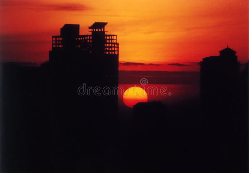 Dawn over jakarta stock photo. Image of modern, highrise - 3924936