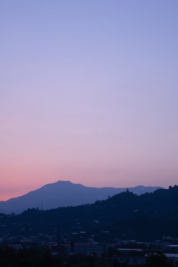 Dawn Over the Mountains. Purple Sky. Morning Twilight Stock Image ...