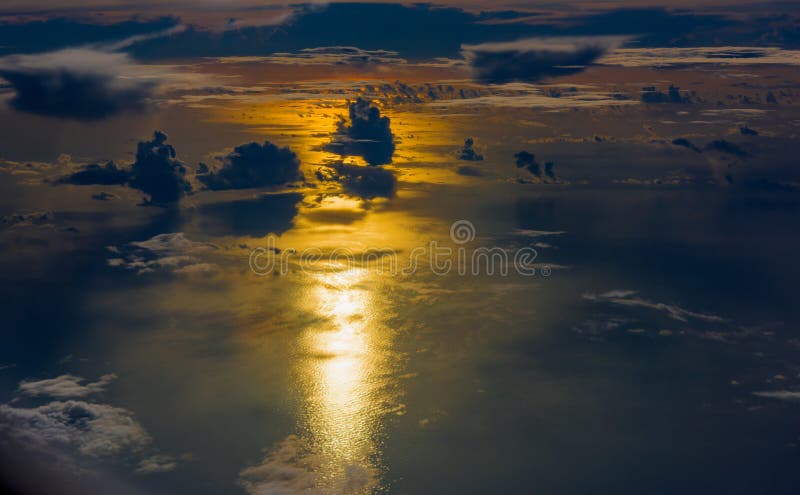 Dawn Over the Ocean in the Clouds Stock Image - Image of nature, scenic ...