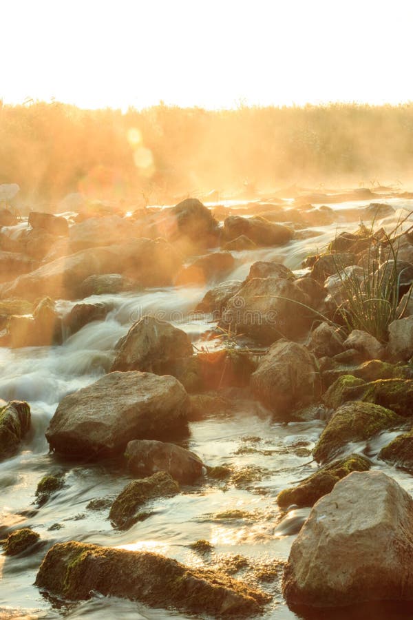 Dawn over Rushing river stock image. Image of water, scenic - 57942351