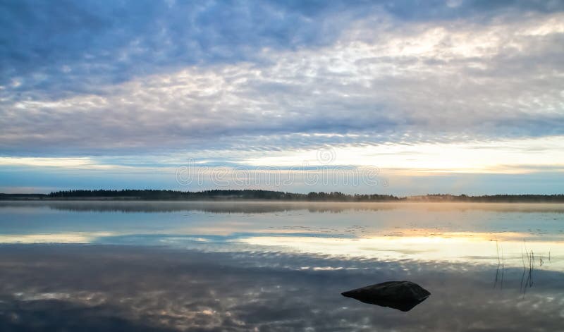 Dawn stock photo. Image of dark, finland, sunrise, reflection - 51777542