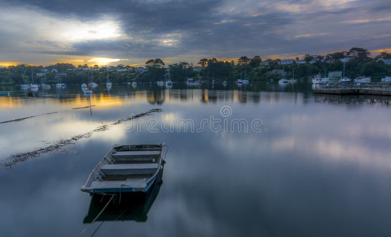 Dawn on the River Fal in Cornwall, England Stock Image - Image of ...