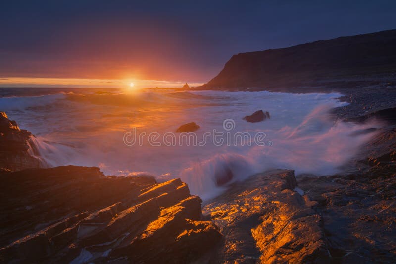 Dawn on the Rybachy Peninsula. Russia Stock Photo - Image of panoramic ...