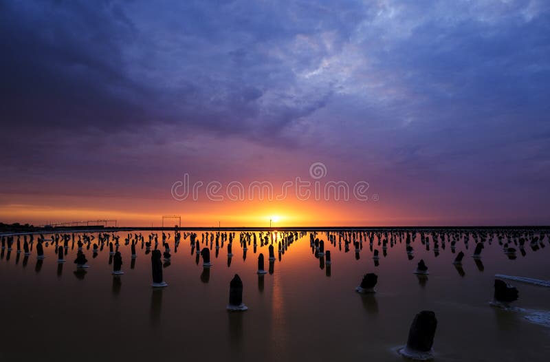 Dawn on the Salt Mines Above the Pillars of the Bridges Stock Image ...