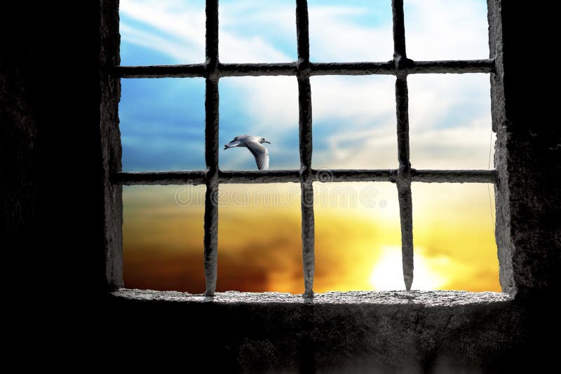 Dawn Seen through Prison Window Stock Image - Image of bright, dawning ...