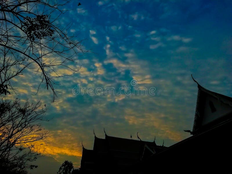 At the Dawn Sky Above the Temple on the Temple Stock Image - Image of ...
