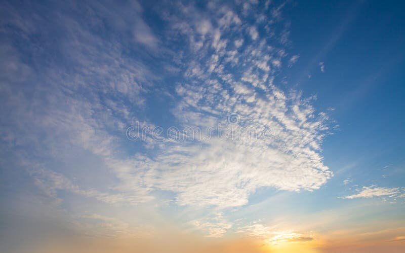 Dawn Sky. Blue Sky with Clouds and Sun, Beautiful Landscape Stock Image ...