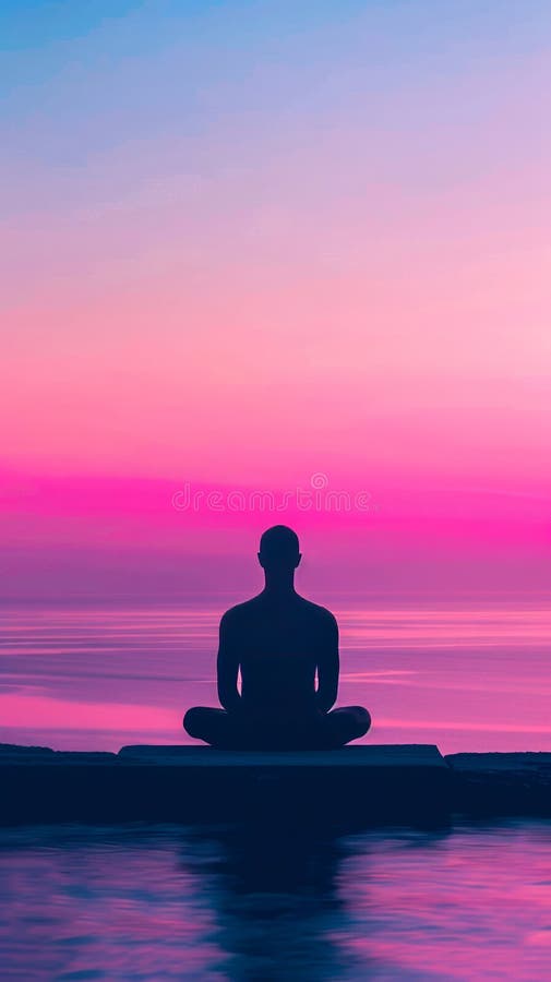 Dawn Sky Gradient for a Peaceful Man Yoga Meditation Stock Illustration ...