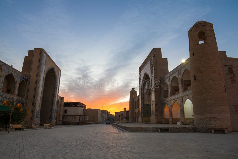Dawn on the Street of Old Bukhara, Uzbekistan Stock Photo - Image of ...