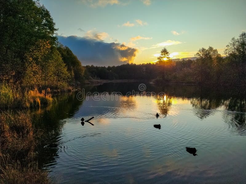 Dawn of the Sun on a Blue Lake in Kazan. Stock Image - Image of evening ...