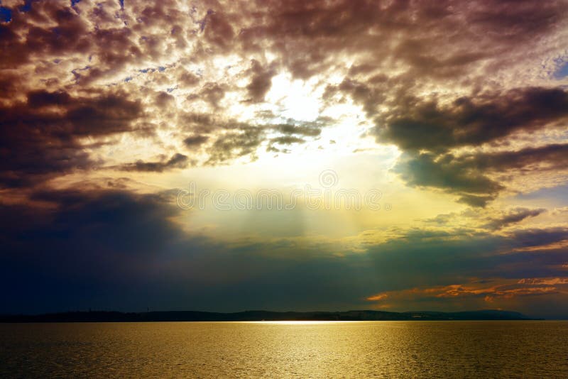 Dawn with a Sun Track Over the Ocean. Stock Photo - Image of reflection ...