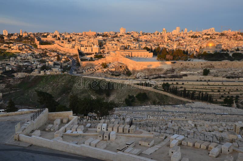 Dawn, Sunrise, Over Jerusalem Stock Image - Image of stonen, white ...