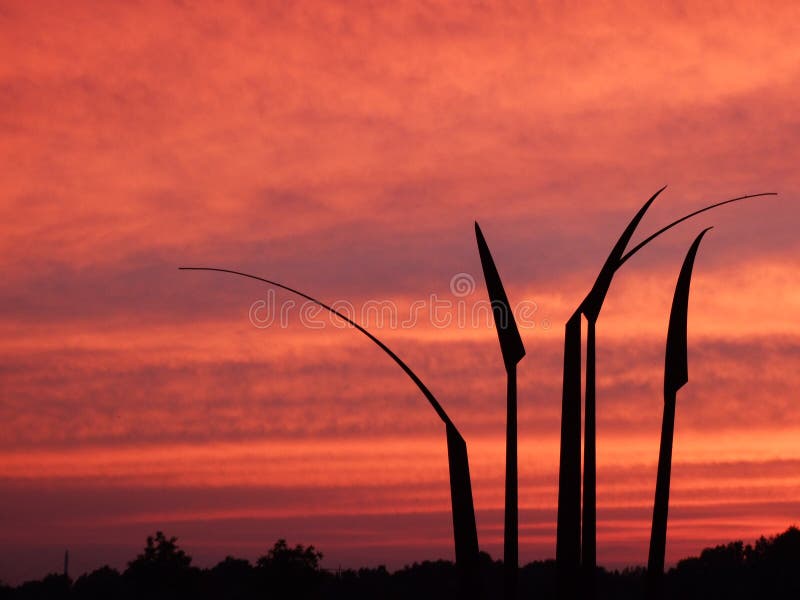 Dawn Sunset Sun Dark Evening Night View Orange Red Stock Image - Image ...