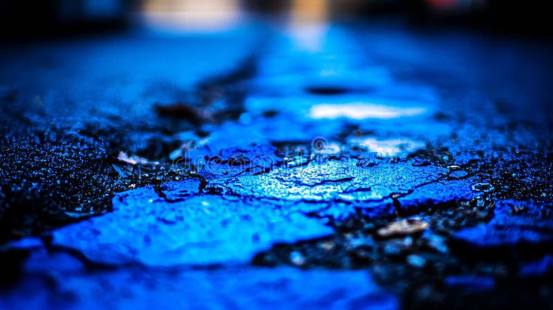 At Dawn, the Textured Surface of a Blue Cobblestone Pavement is Seen in ...