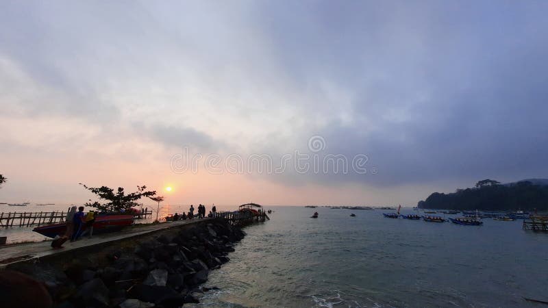 Dawn Time at Indonesian Beach Landscape Stock Image - Image of tower ...