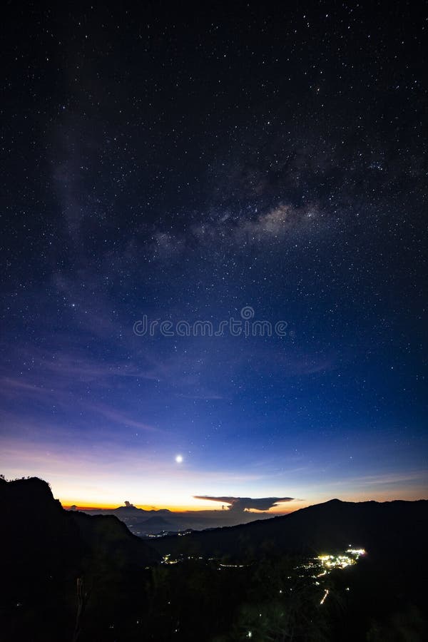 Dawn Time with Star on Sky Above Stock Image - Image of cosmic ...