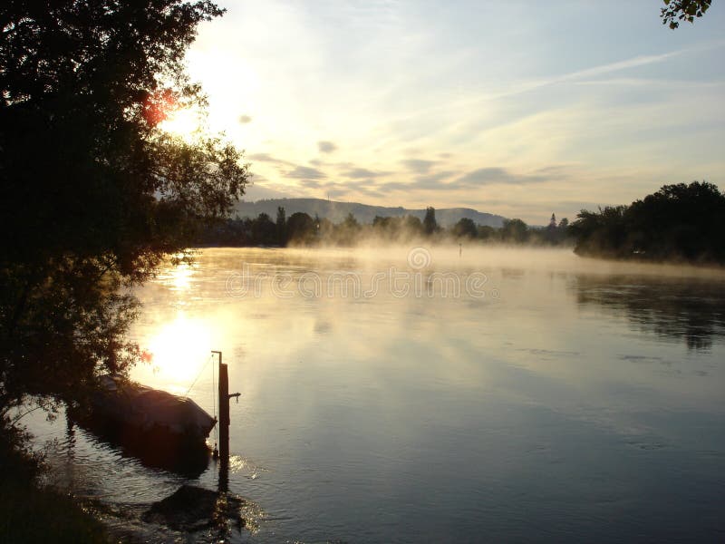 Dawn on the Upper Rhine River Stock Image - Image of singen, hochrhein ...