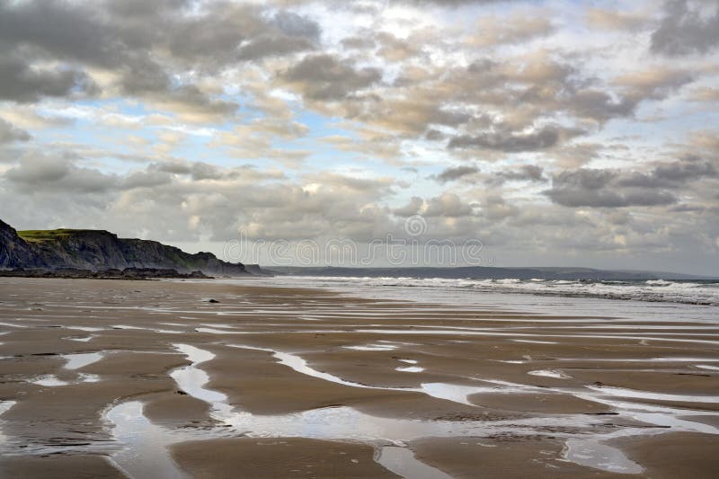 Dawn View Looking South from Sandymouth Beach at Low Tide Stock Image ...