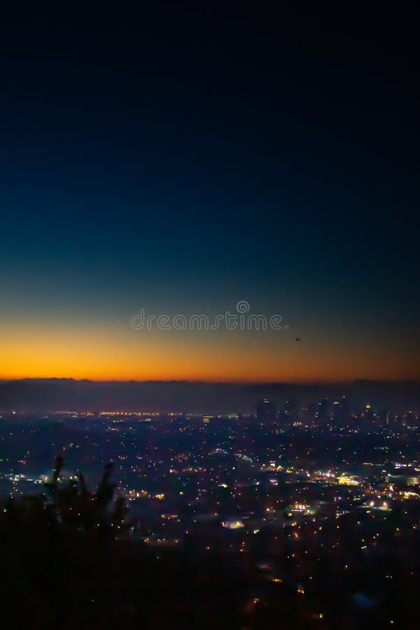 Dawn View of Los Angeles City Lights Stock Photo - Image of american ...