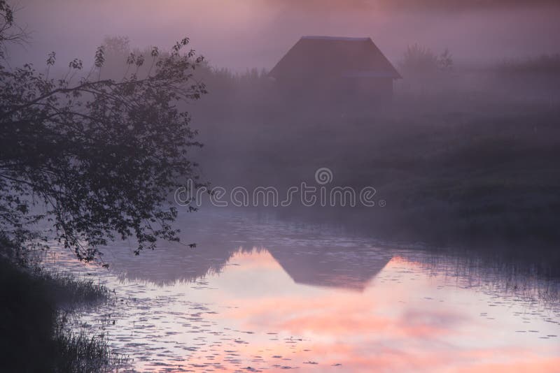 Dawn in the village stock image. Image of blue, oblast - 57978769