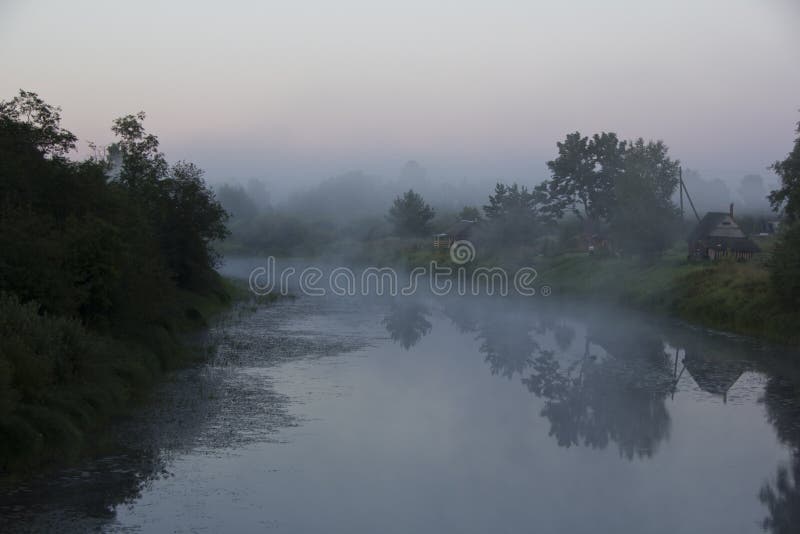 Dawn in the village stock image. Image of frame, river - 58000601