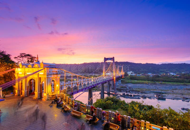 Daxi Suspension Bridge in Taoyuan Stock Image - Image of landmark ...