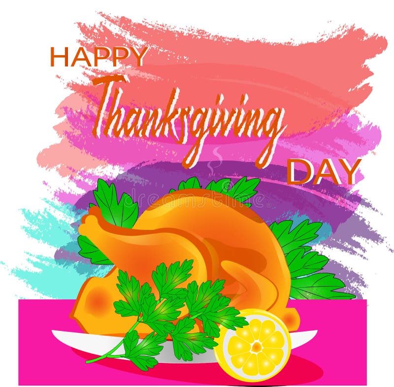 Happy Thanksgiving, Delicious Baked Turkey Stock Vector - Illustration ...
