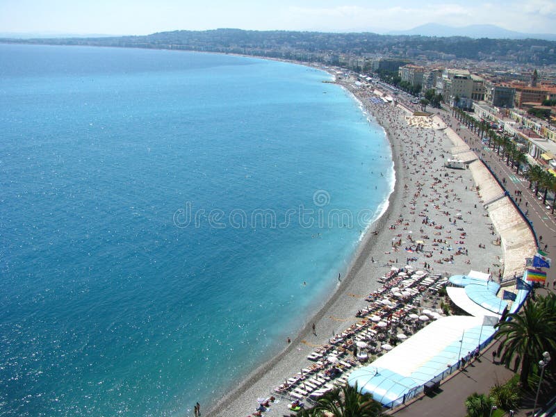 Day at the Beach in Nice, France Stock Photo - Image of sunbathers ...