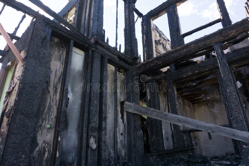 Day after a Big Fire in a Roof of a House . Stock Image - Image of ...