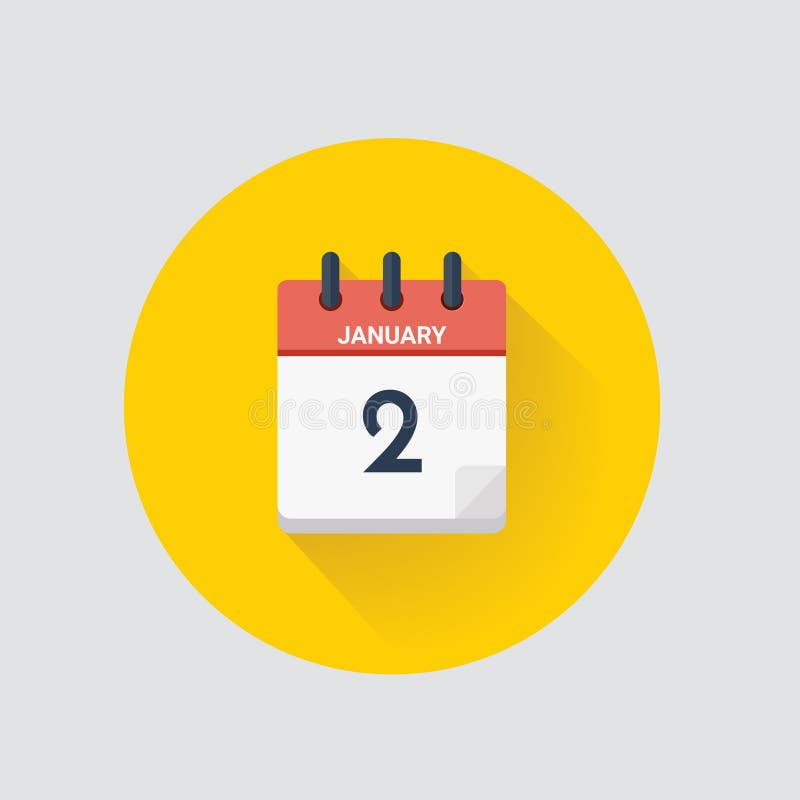 Day Calendar with Date January 2. Stock Illustration - Illustration of ...