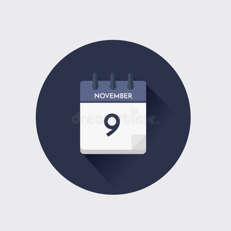 Day Calendar with Date November 9. Stock Illustration - Illustration of ...