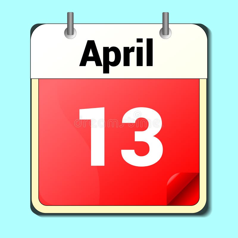 Day on the Calendar, Vector Image Format, April 13 Stock Photo - Image ...