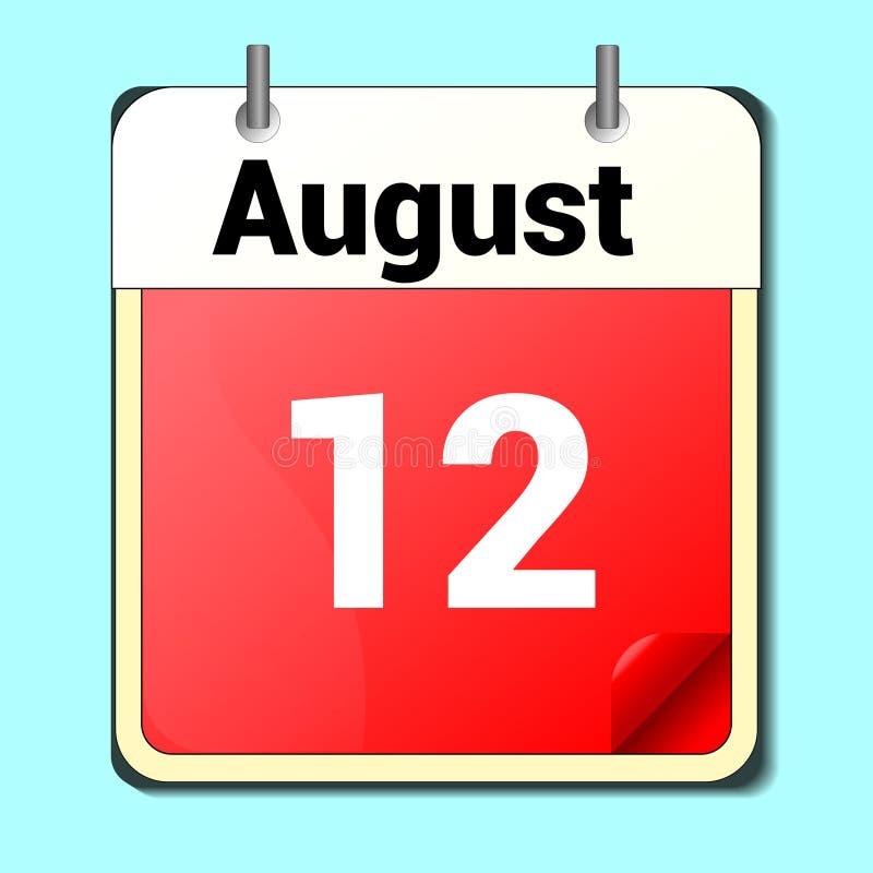 Day on the Calendar, Vector Image Format, August 12 Stock Vector ...