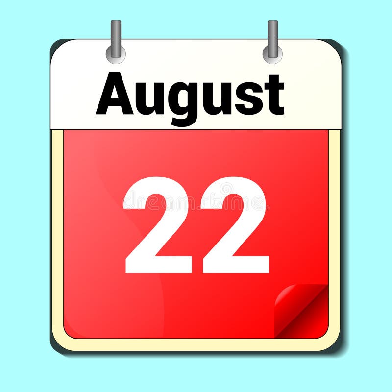Day on the Calendar, Vector Image Format, August 22 Stock Vector ...