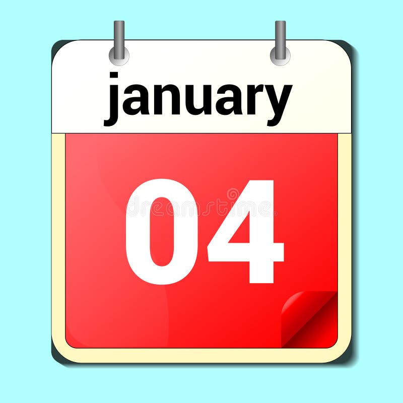 Day on the Calendar, Vector Image Format, January 4 Stock Vector ...