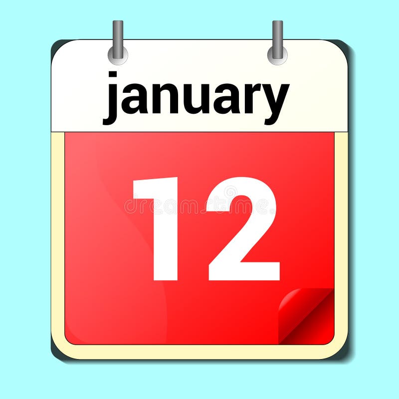 Day on the Calendar, Vector Image Format, January 12 Stock Illustration ...