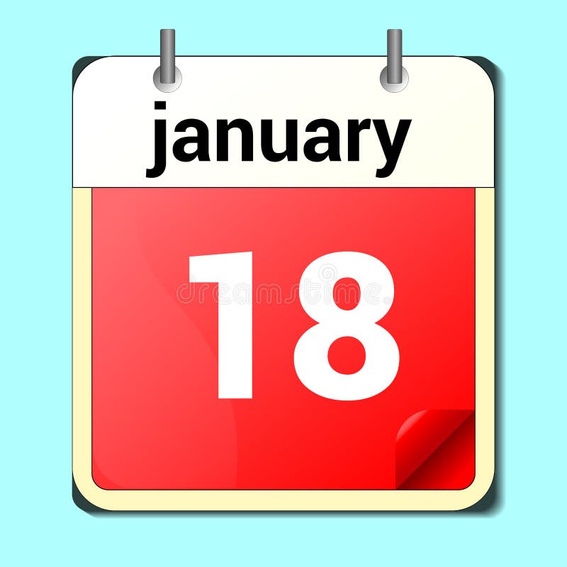 Day on the Calendar, Vector Image Format, January 18 Stock Vector ...
