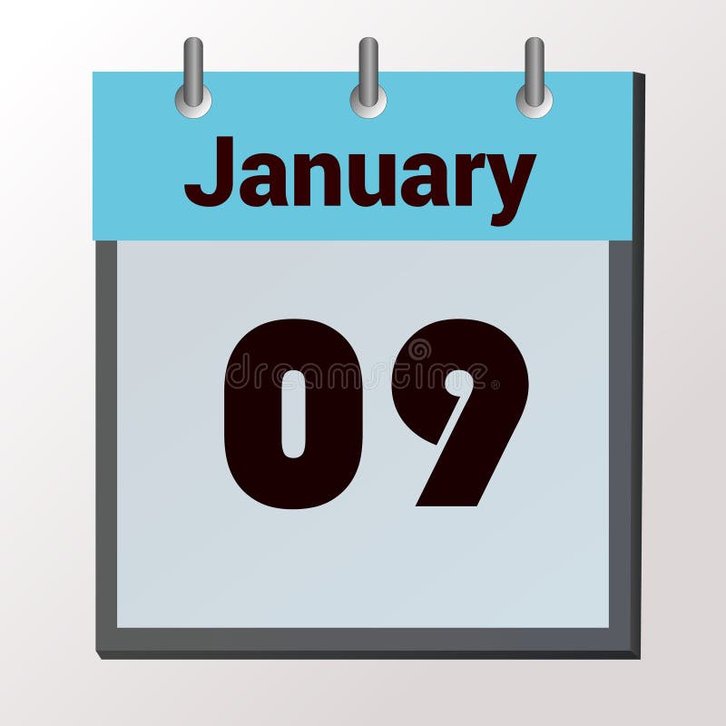 Vector Calendar Page with Date January 9, Light Colors Stock Vector ...