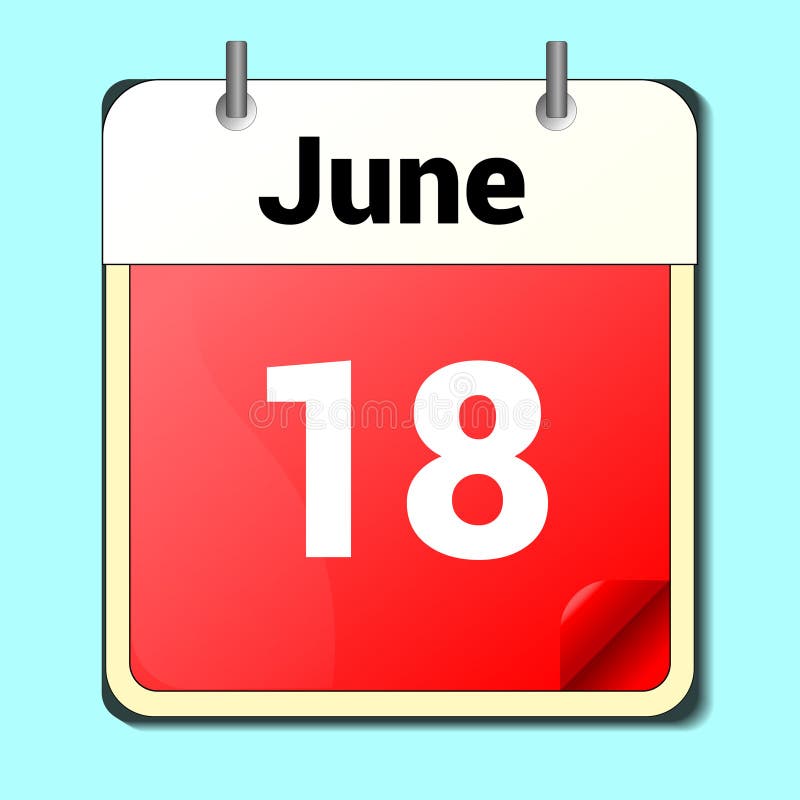 Day on the Calendar, Vector Image Format, June 18 Stock Vector ...