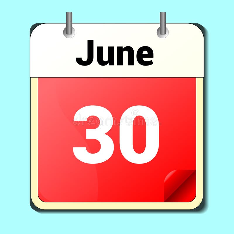 Day on the Calendar, Vector Image Format, June 30 Stock Vector ...