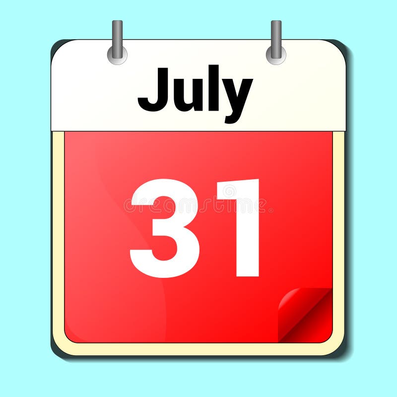 July 31 Day Calendar Stock Illustrations – 191 July 31 Day Calendar ...