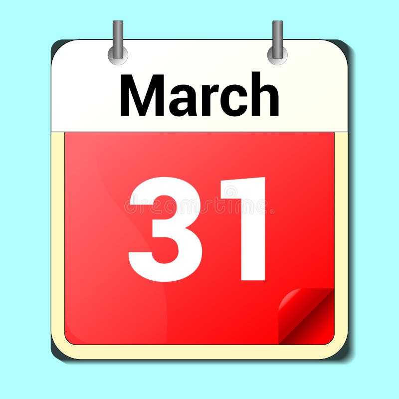 Day on the Calendar, Vector Image Format, March 31 Stock Vector ...