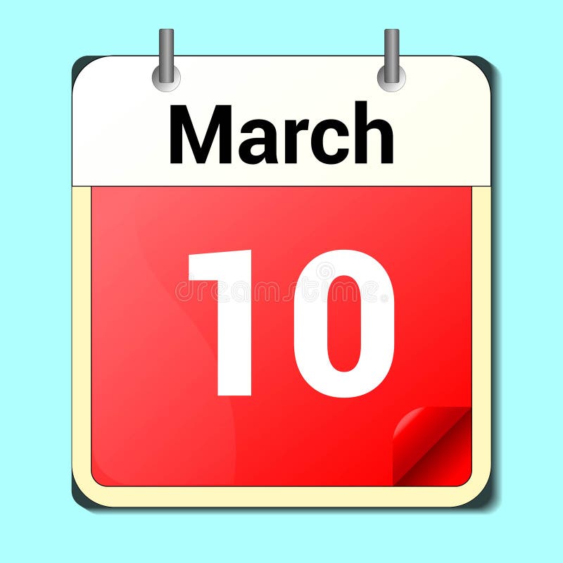 Day on the Calendar, Vector Image Format, March 10 Stock Vector ...