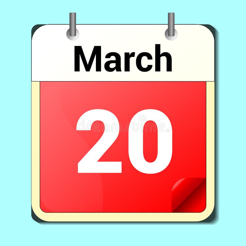 Day on the Calendar, Vector Image Format, March 20. Stock Vector ...