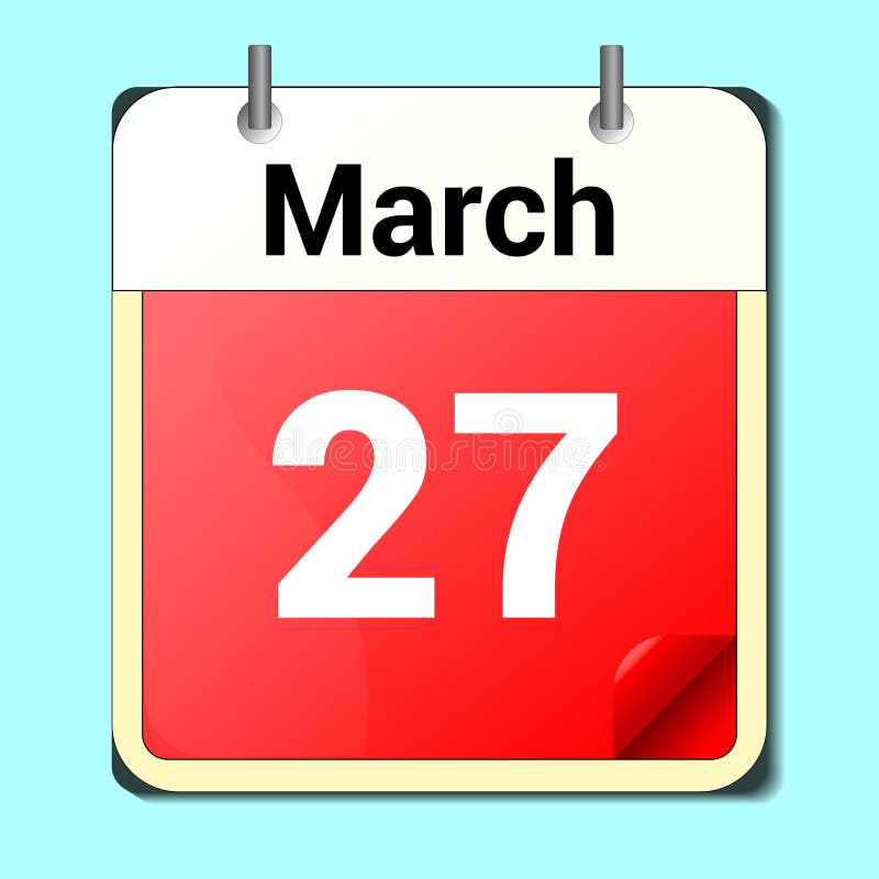 Day on the Calendar, Vector Image Format, March 27 Stock Vector ...