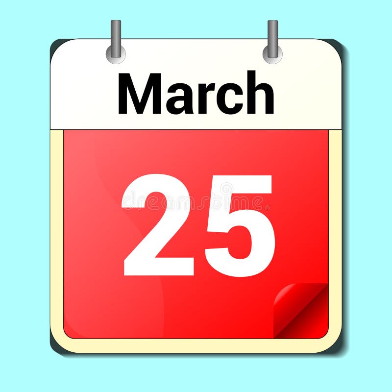 Day on the Calendar, Vector Image Format, March 25 Stock Illustration ...