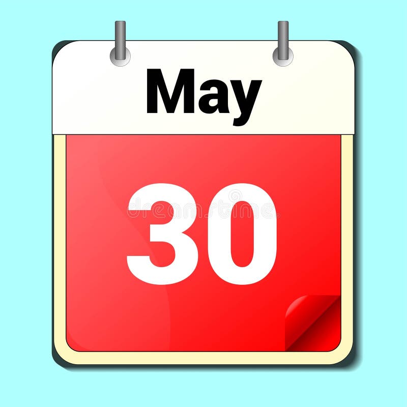 Day on the Calendar, Vector Image Format, May 30 Stock Vector ...